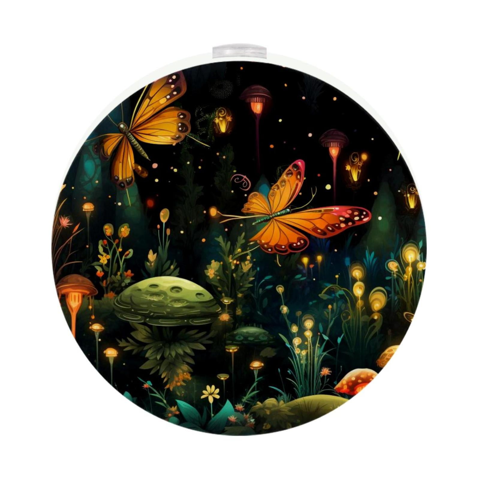 Firefly LED Round Night Light-2PCS, Plug-in Dusk to Dawn Sensor Wall ...