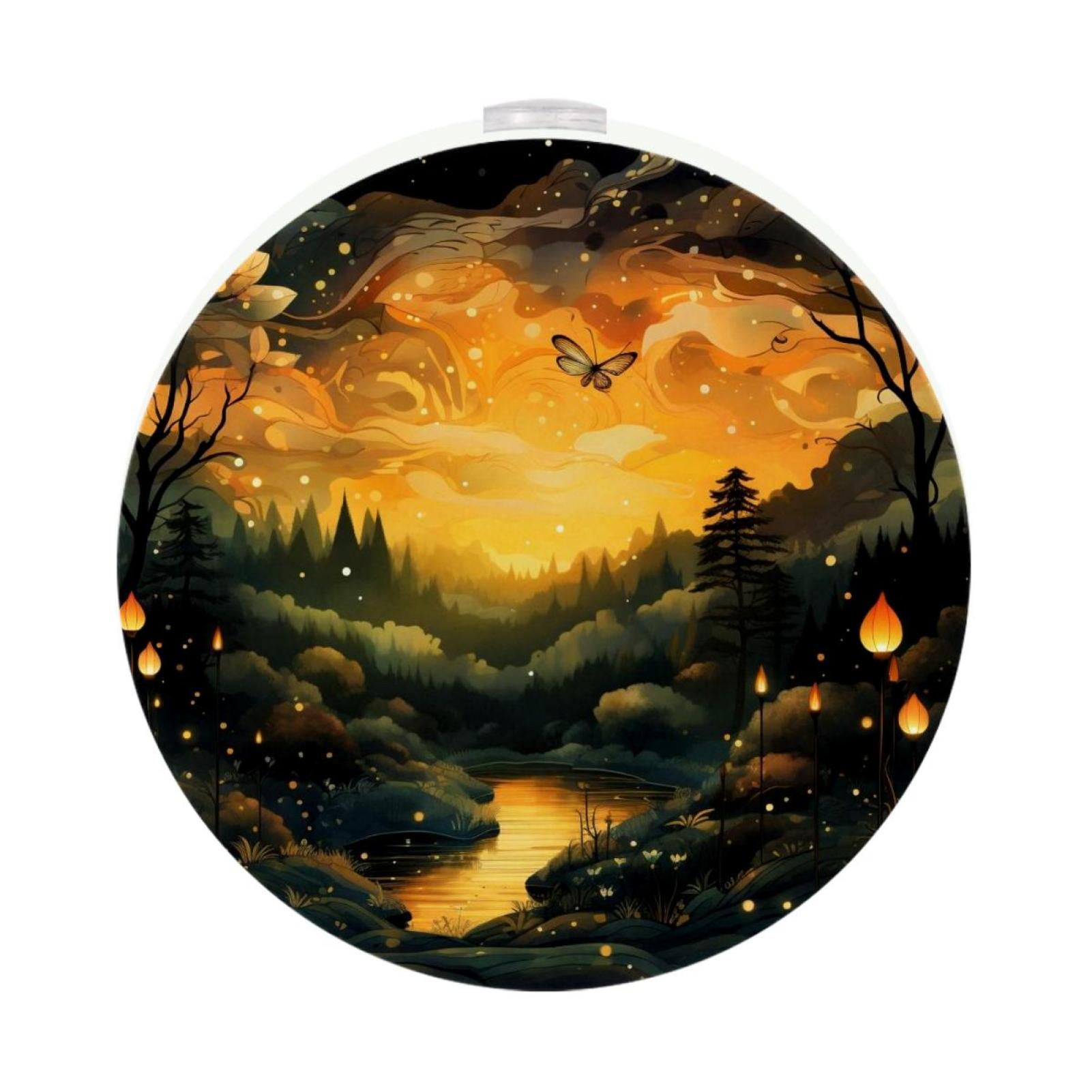 Firefly LED Round Night Light-2PCS, Plug-in Mini Wall Socket Soft White ...