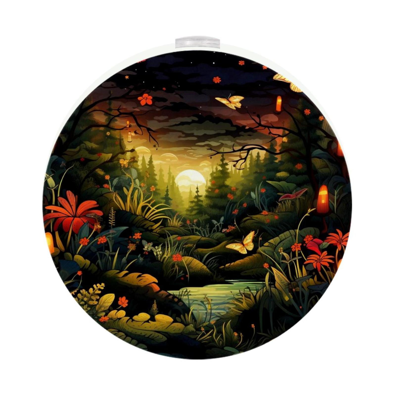 Firefly LED Round Night Light-2PCS, Plug-in Wall Nightlight with Dusk ...