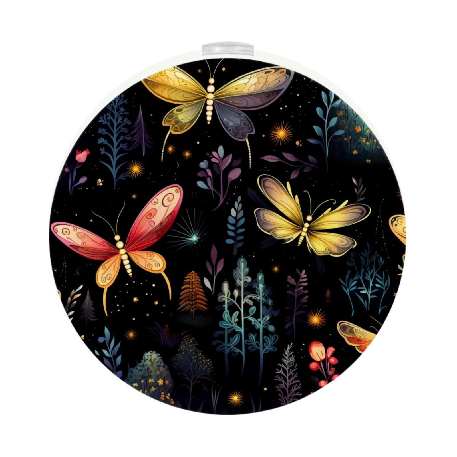 Firefly LED Round Night Light-2PCS, Wireless Dimmable Bedside Lamp with ...