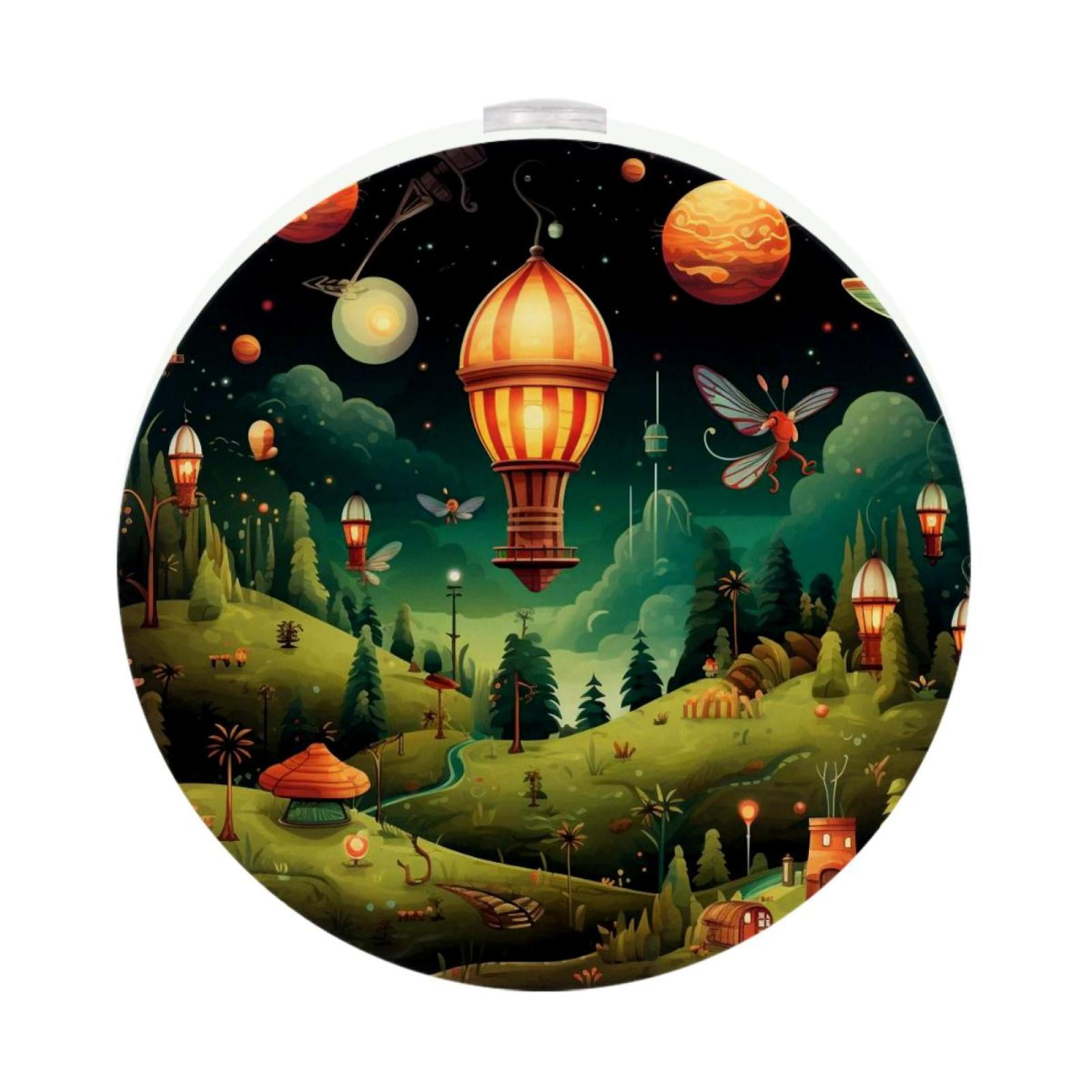 Firefly Led Round Night Light-2pcs, Portable Stick on Night Lamp for ...