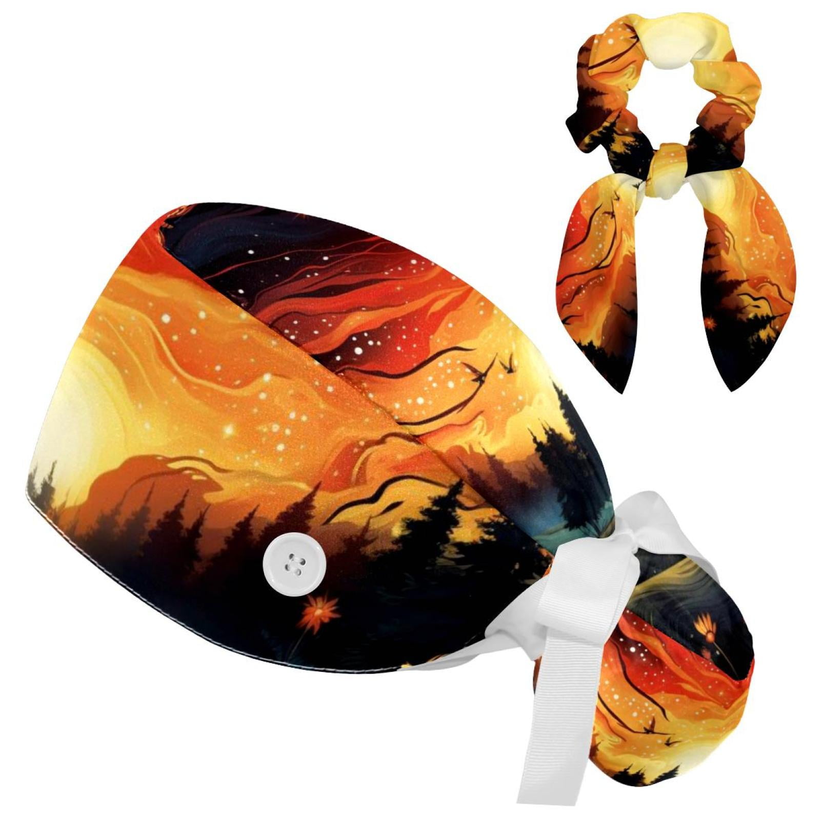 Firefly Scrub Cap with Scrunchy and Buttons for Long Hair, Adjustable ...