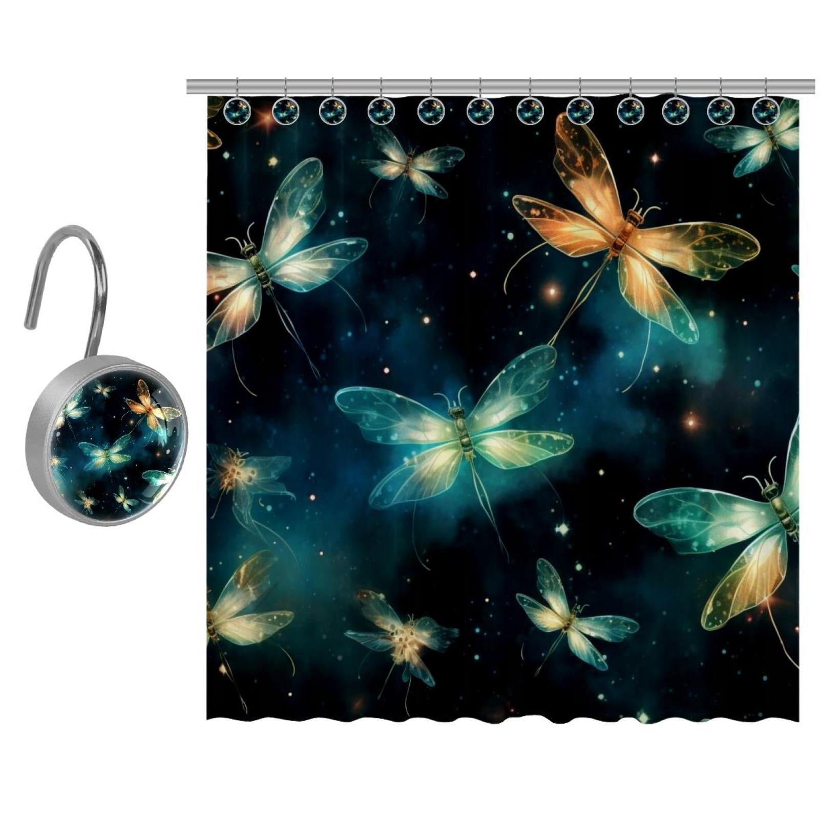 Firefly Shower Curtain, Waterproof Bathroom Decor Set with Hooks ...