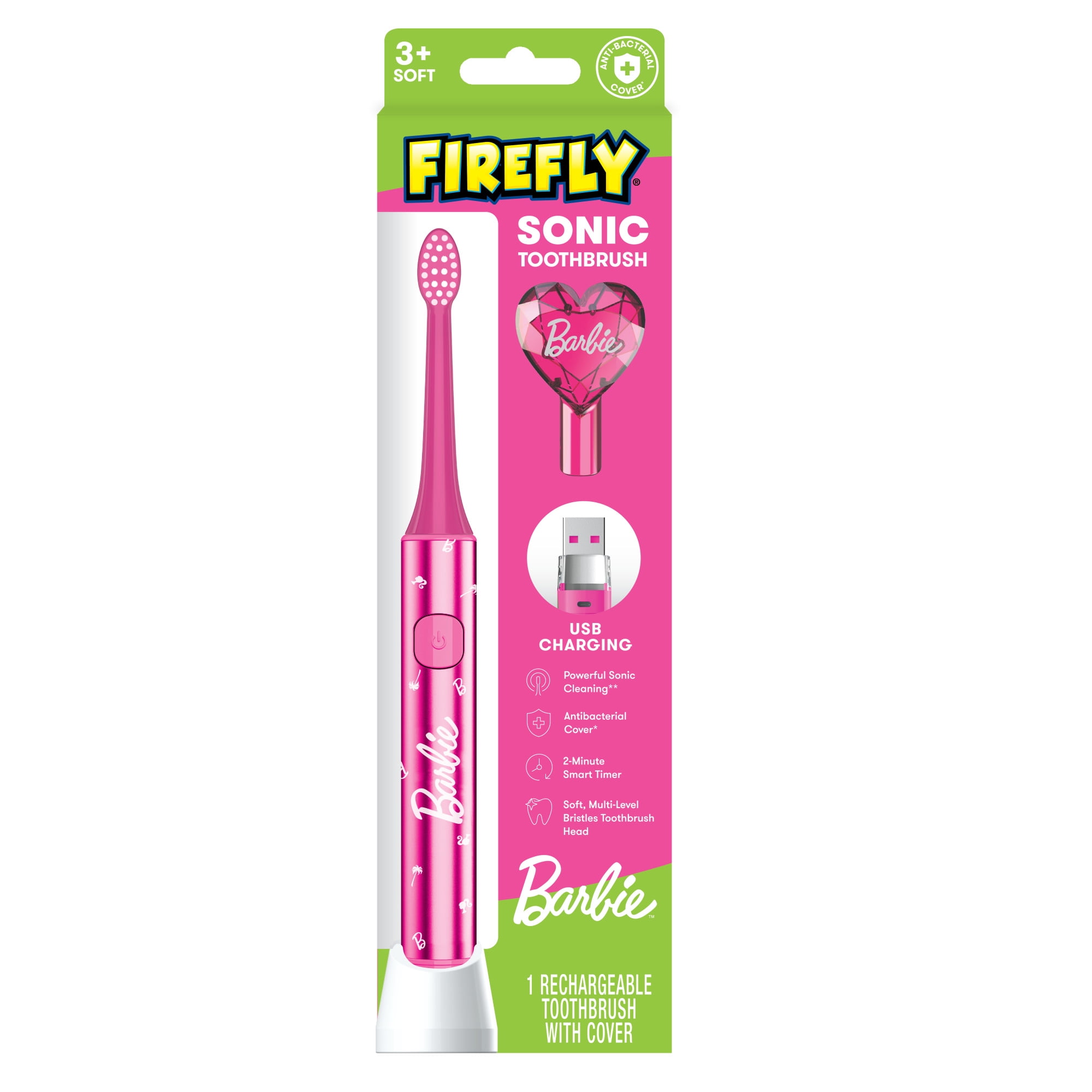 Firefly Sonic Barbie Toothbrush with USB Charging, Antibacterial Cover ...