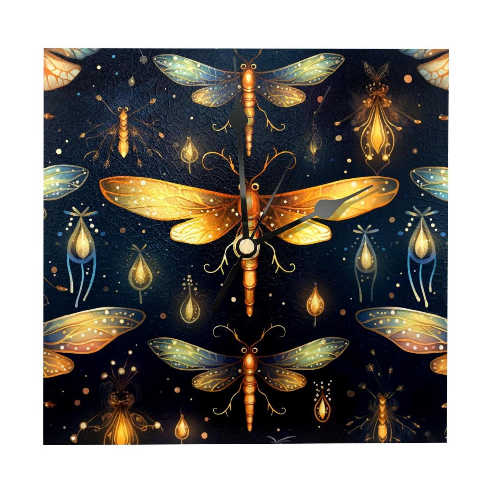 Firefly Wood Square Wall Clock, 7.87 in, Elegant Home Decor, Silent ...