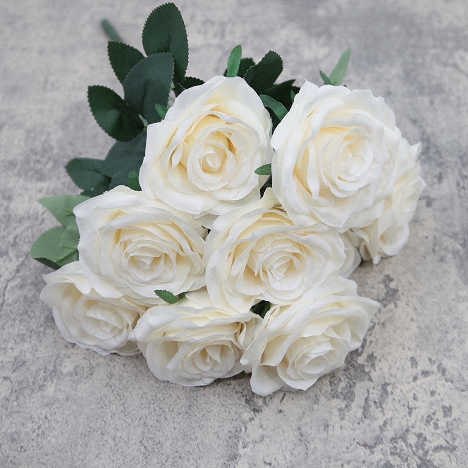 Firefly hope 1 bundle of 10 simulated cream roses with 43cm long flower ...