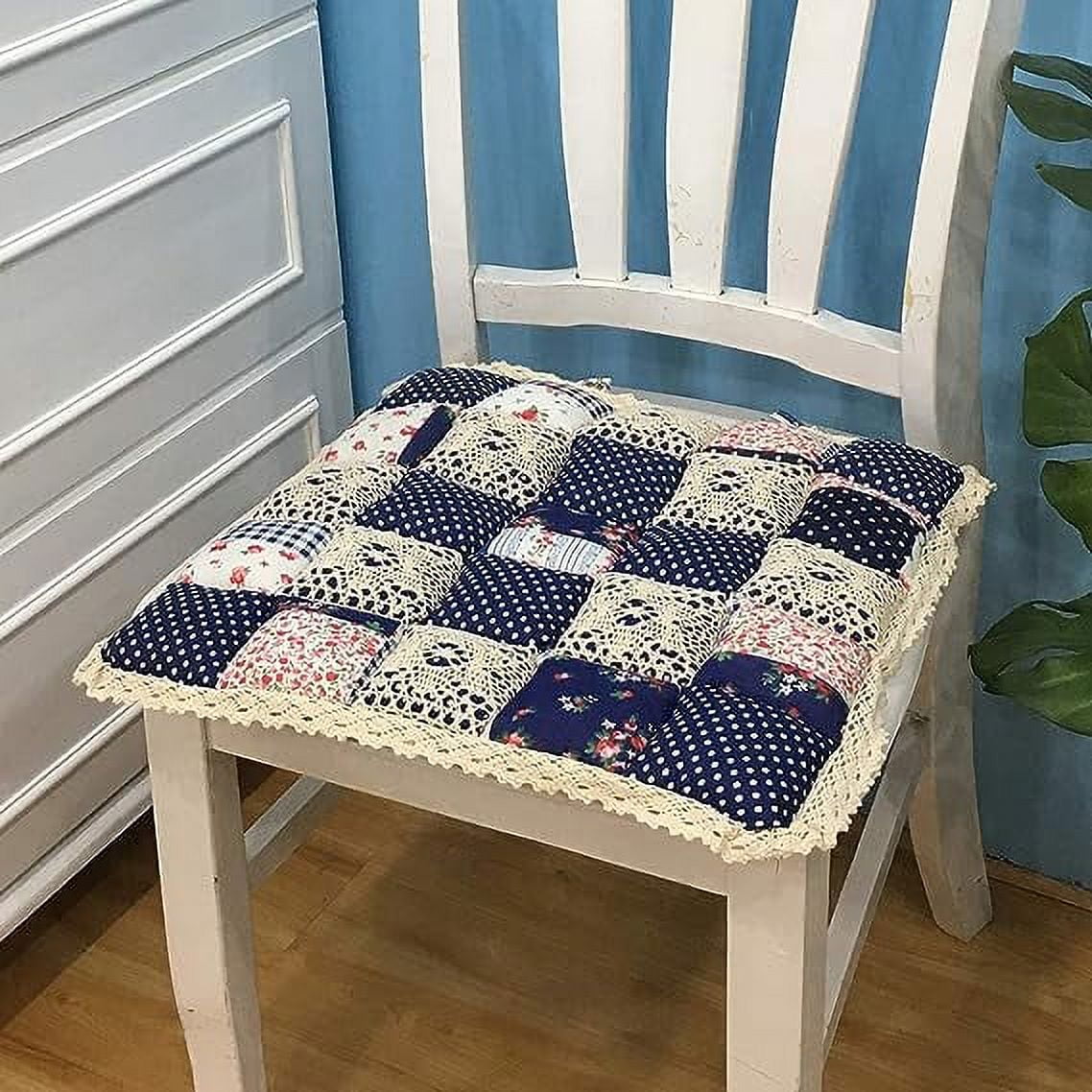 Firefly hope Patchwork Chair Pad with Ties No Slip Lace Trim Chair ...