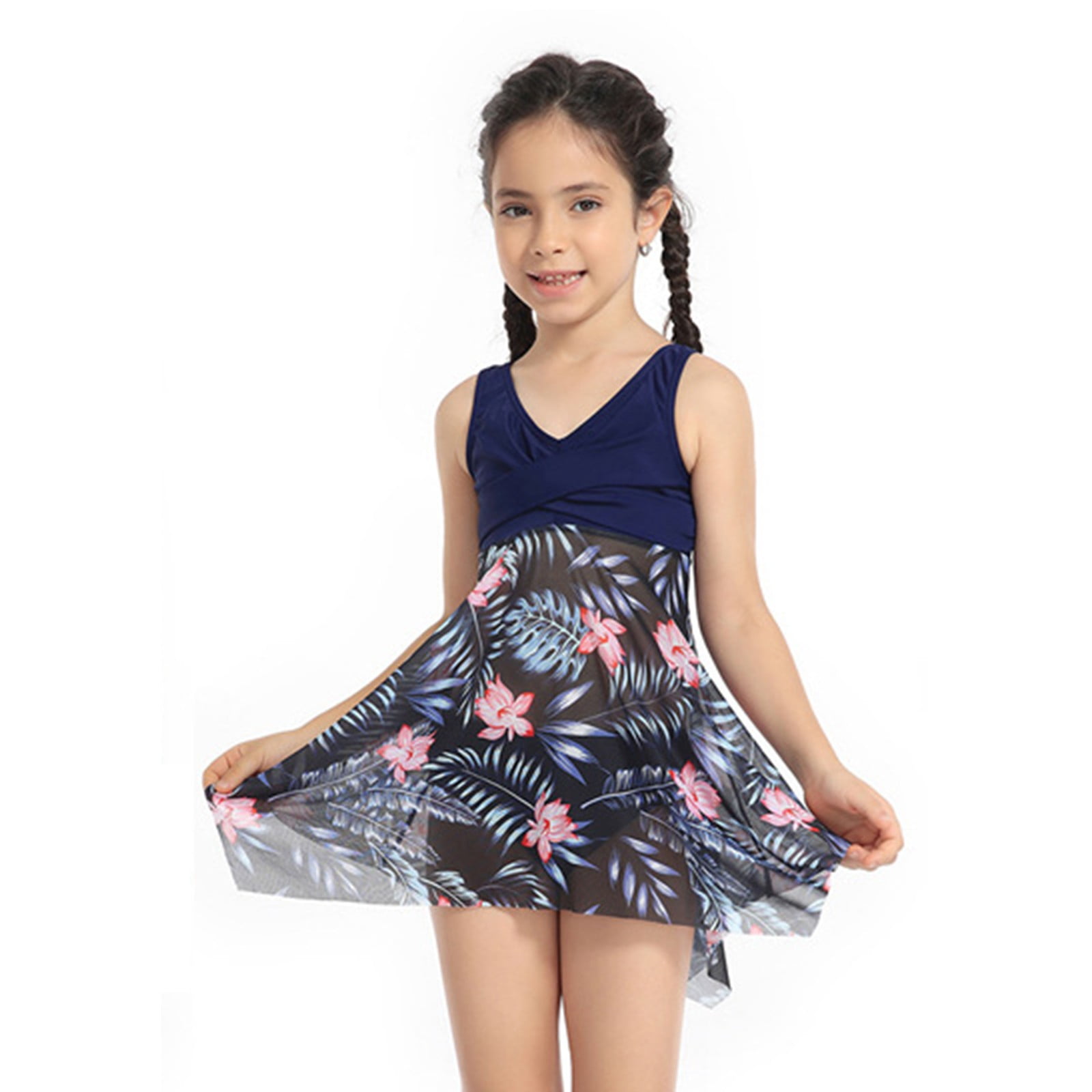 Firefox Girls One Piece Swimsuit Cutout High Waisted Tie Knot 2 Piece ...