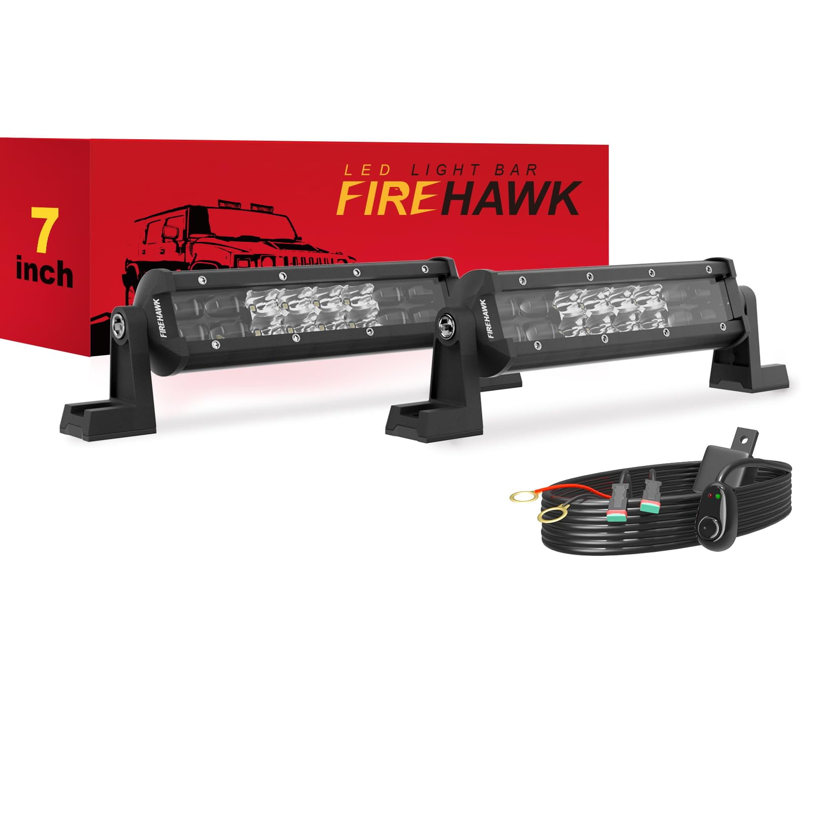 Firehawk LED Light Bar MMF7 7 Inch 40,000LM 2PCS, Japanese Chips, Spot ...