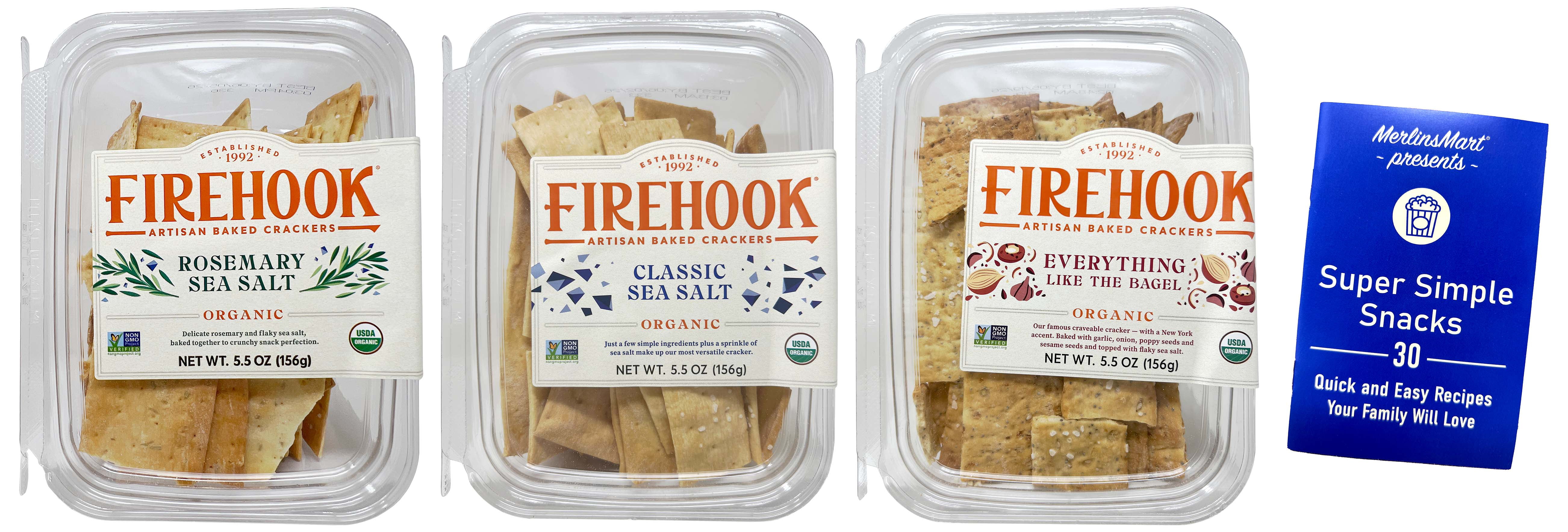 Firehook Artisanal Crackers - 3 Flavors; 1 Each: Rosemary Sea Salt ...