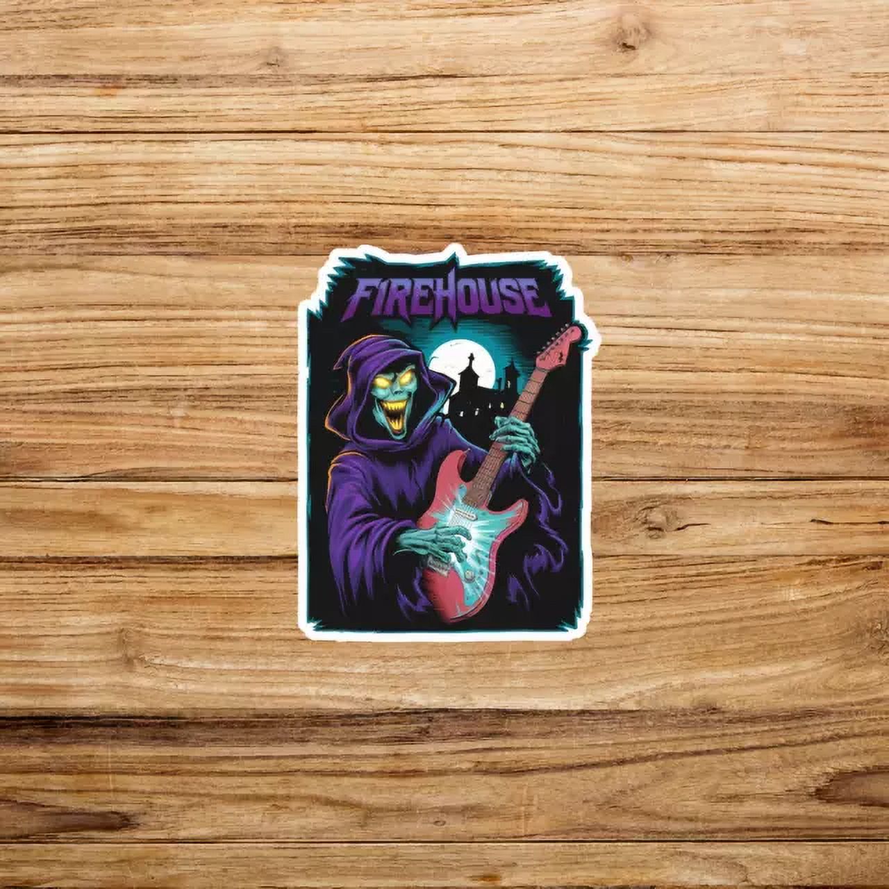 Firehouse Grim Reaper Guitar Player Sticker - Scary Electric Musician ...