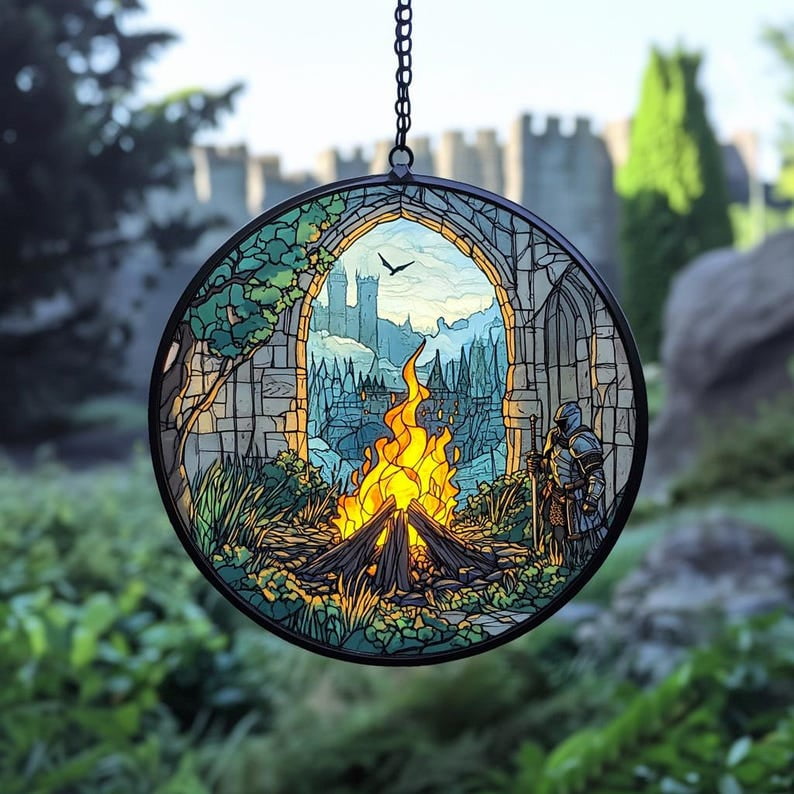 Firelink Shrine Dark Souls Glass Suncatcher Ornament, Firelink Shrine ...
