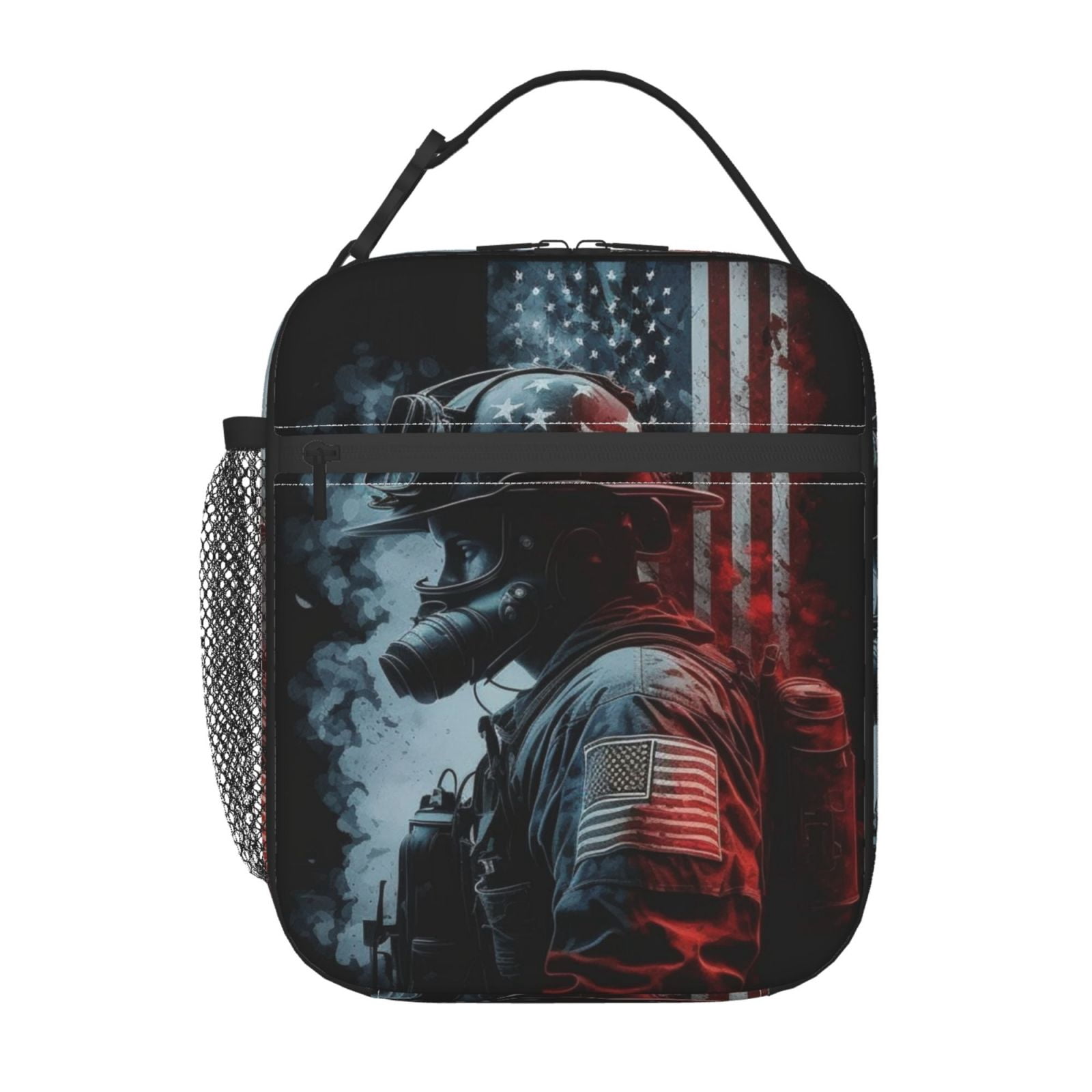 Fireman American Flag Lunch Box Bag Insulated Lunchbox Reusable Tote ...