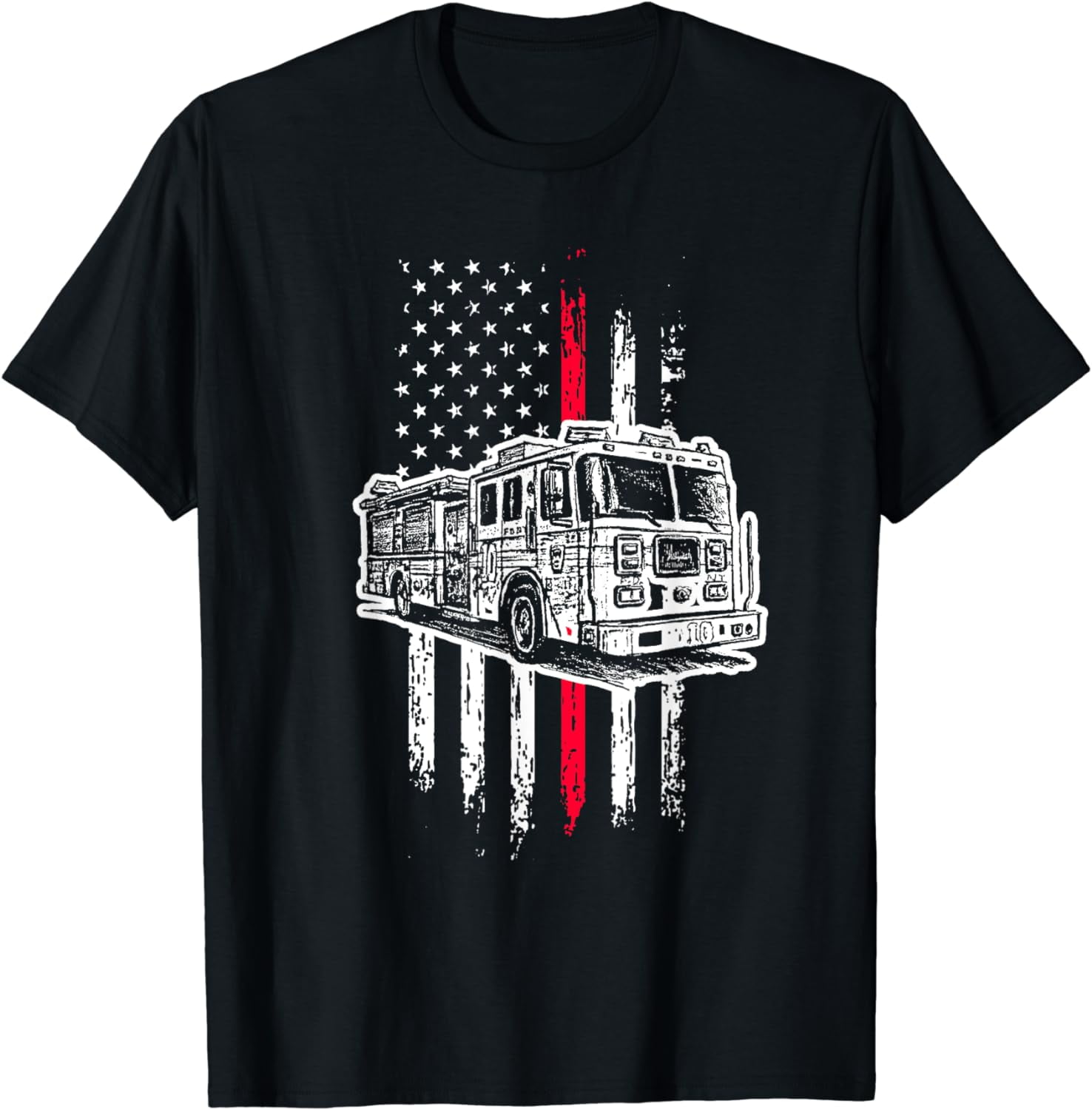 Fireman American Flag Red Line US Firefighter T-Shirt - Walmart.com