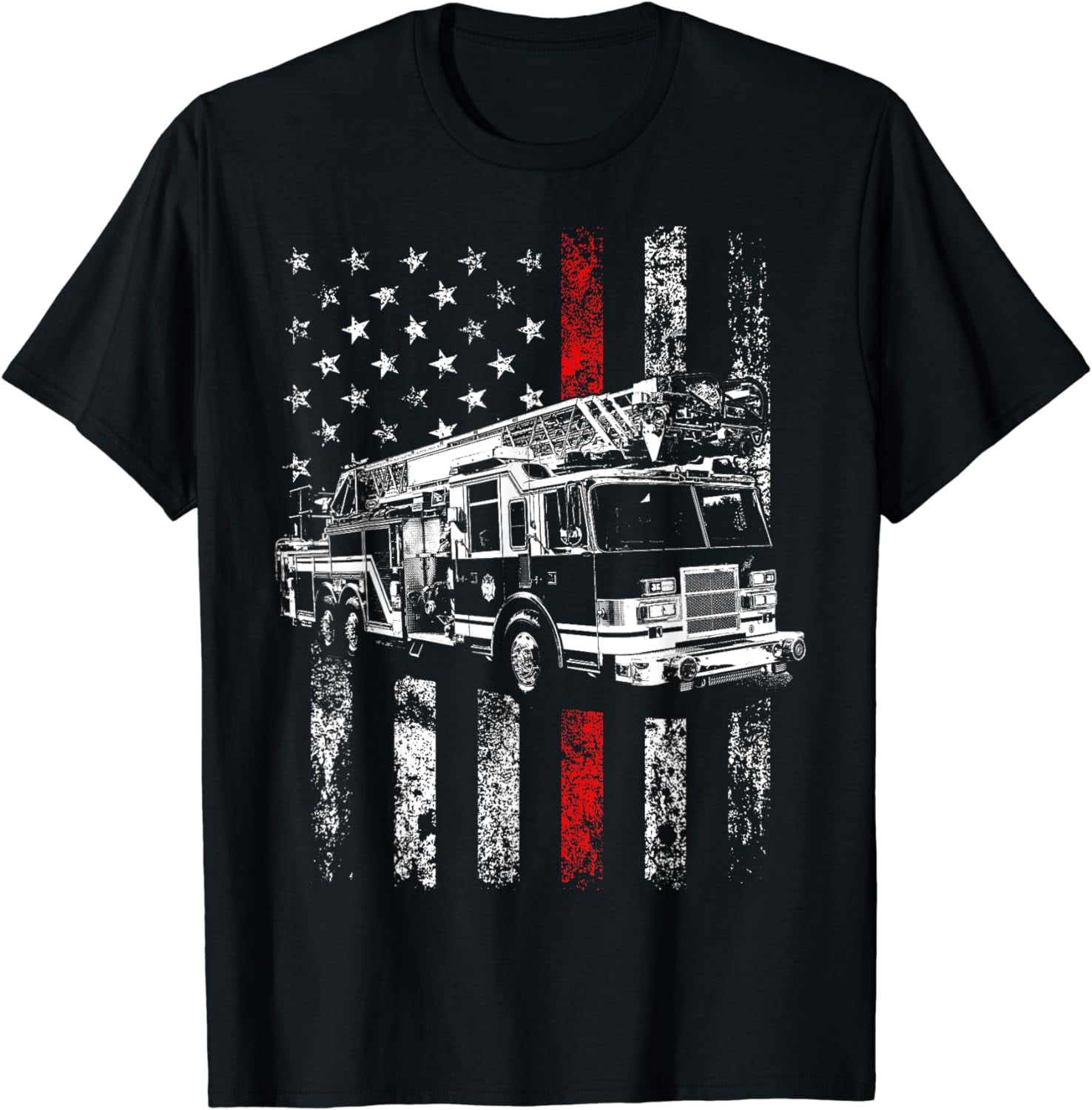 Fireman American Flag Thin Red Line Firefighter Shirt T-Shirt - Walmart.com