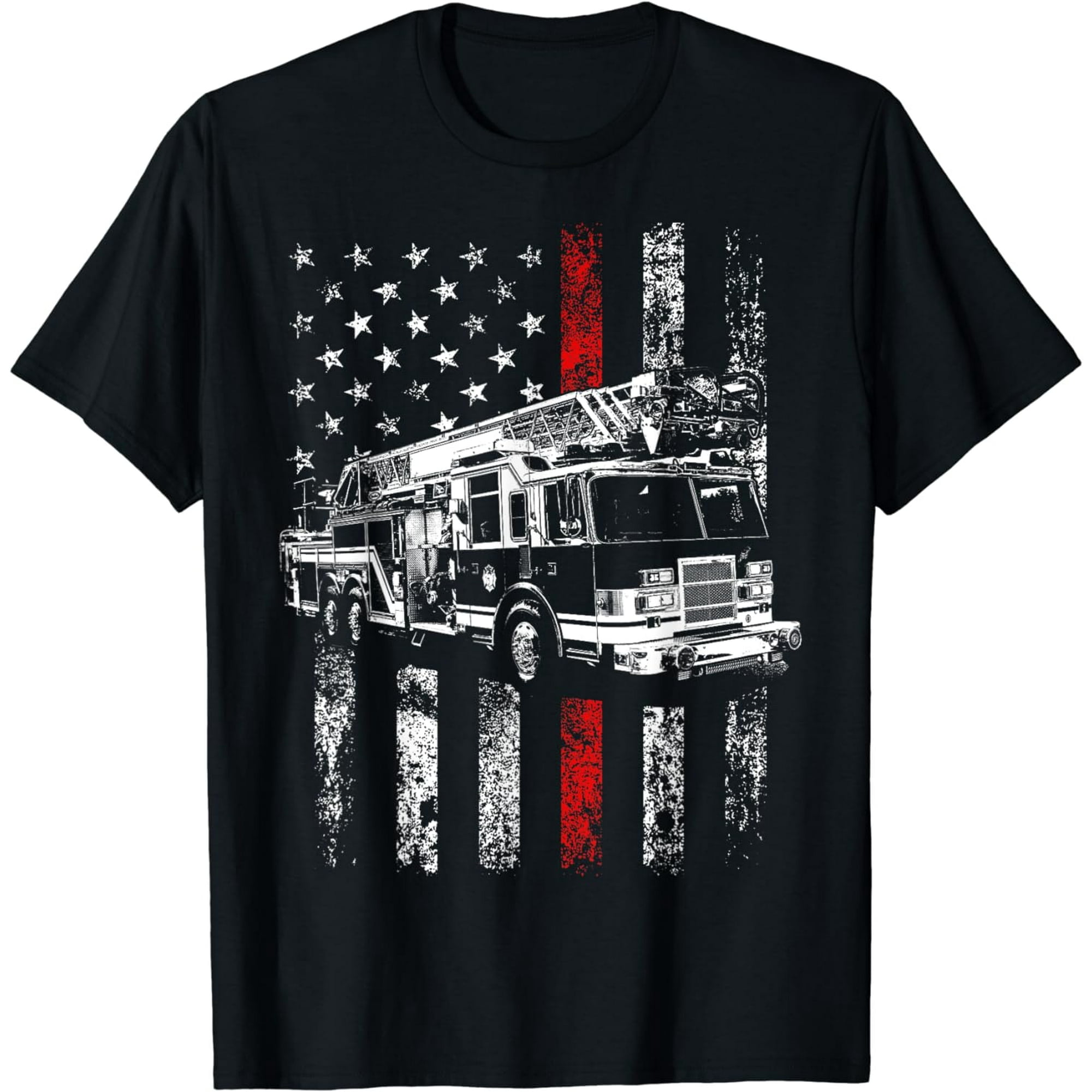 Fireman American Flag Thin Red Line Firefighter Shirt T-Shirt - Walmart.com