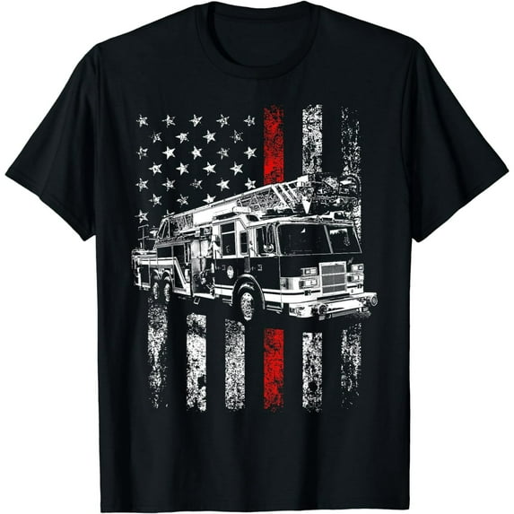 Fireman American Flag Thin Red Line Firefighter Shirt T-Shirt - Walmart.com