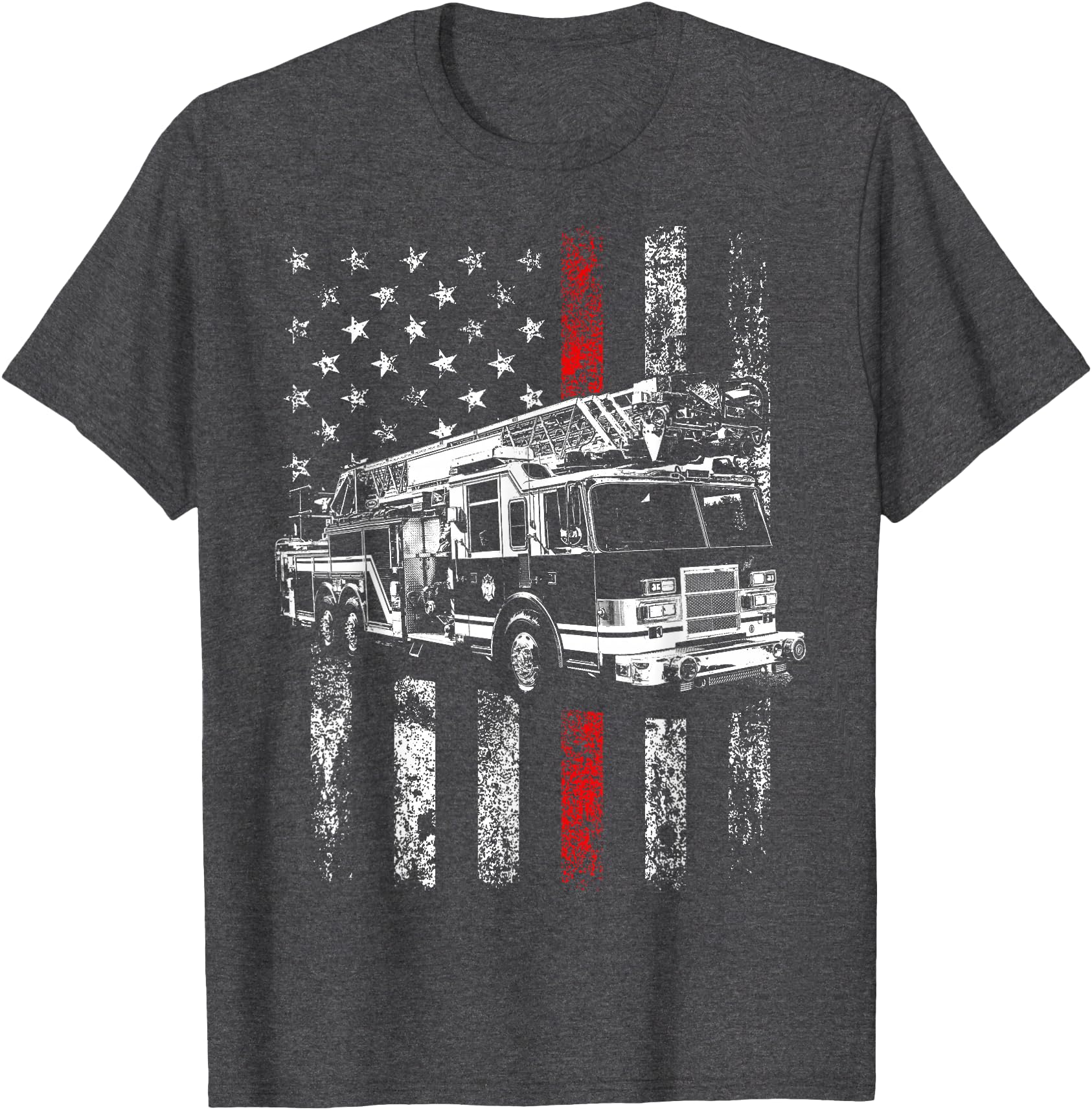 Fireman American Flag Thin Red Line Firefighter Softstyle Unisex T ...