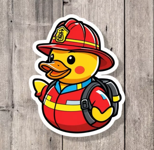 Fireman Firefighter Rubber Ducky Vinyl Laptop Sticker Water Bottle ...