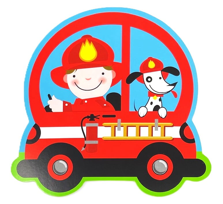 Fireman Firetruck & Puppy Pal Kids Birthday Party Invitations - Pack of ...