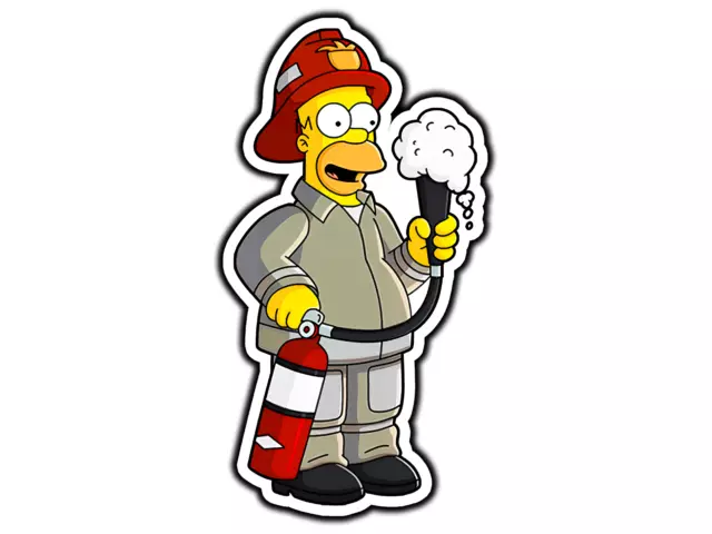 Fireman Homer Waterproof Sticker Phone Decal Water Bottle Stickers Car ...
