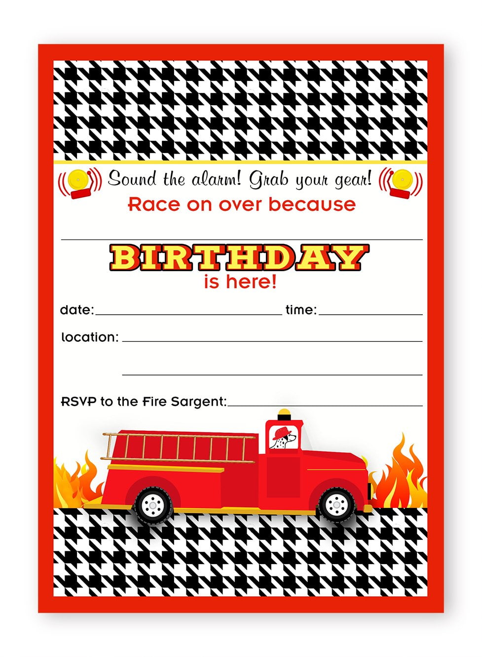 Fireman Party LARGE Invitations - Firefighter Party Invitations - 10 ...