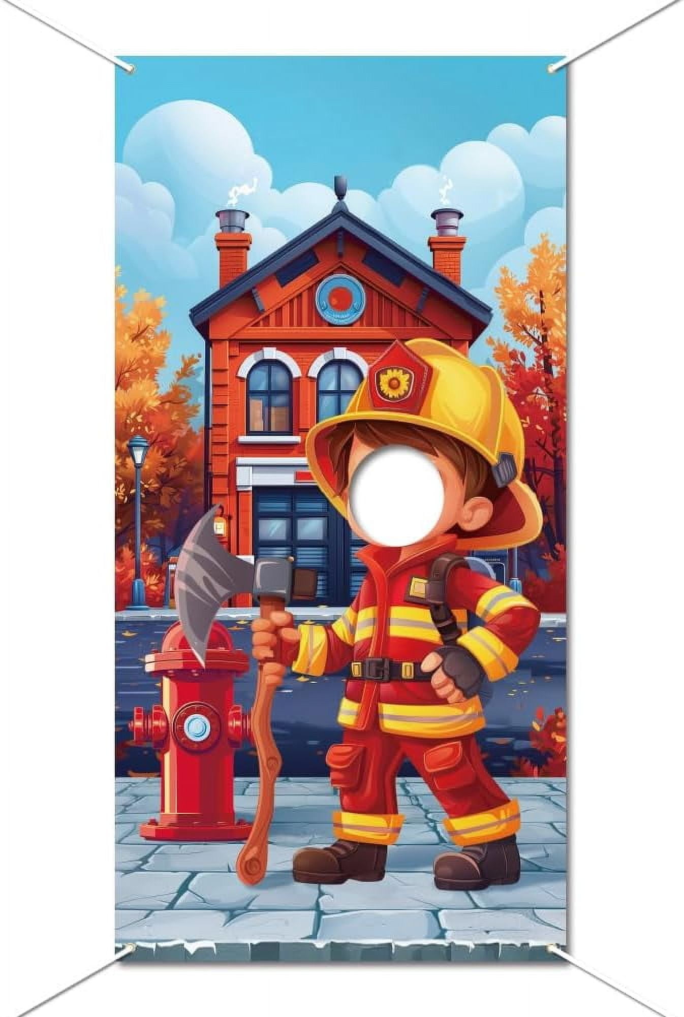 Fireman Photo Banner Backdrop Fireman Theme Photo Door Banner Large ...