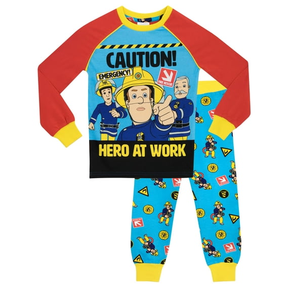 Fireman Sam Boys Pajamas, Red Cotton PJs, Firefighter Design, Sizes 2T ...