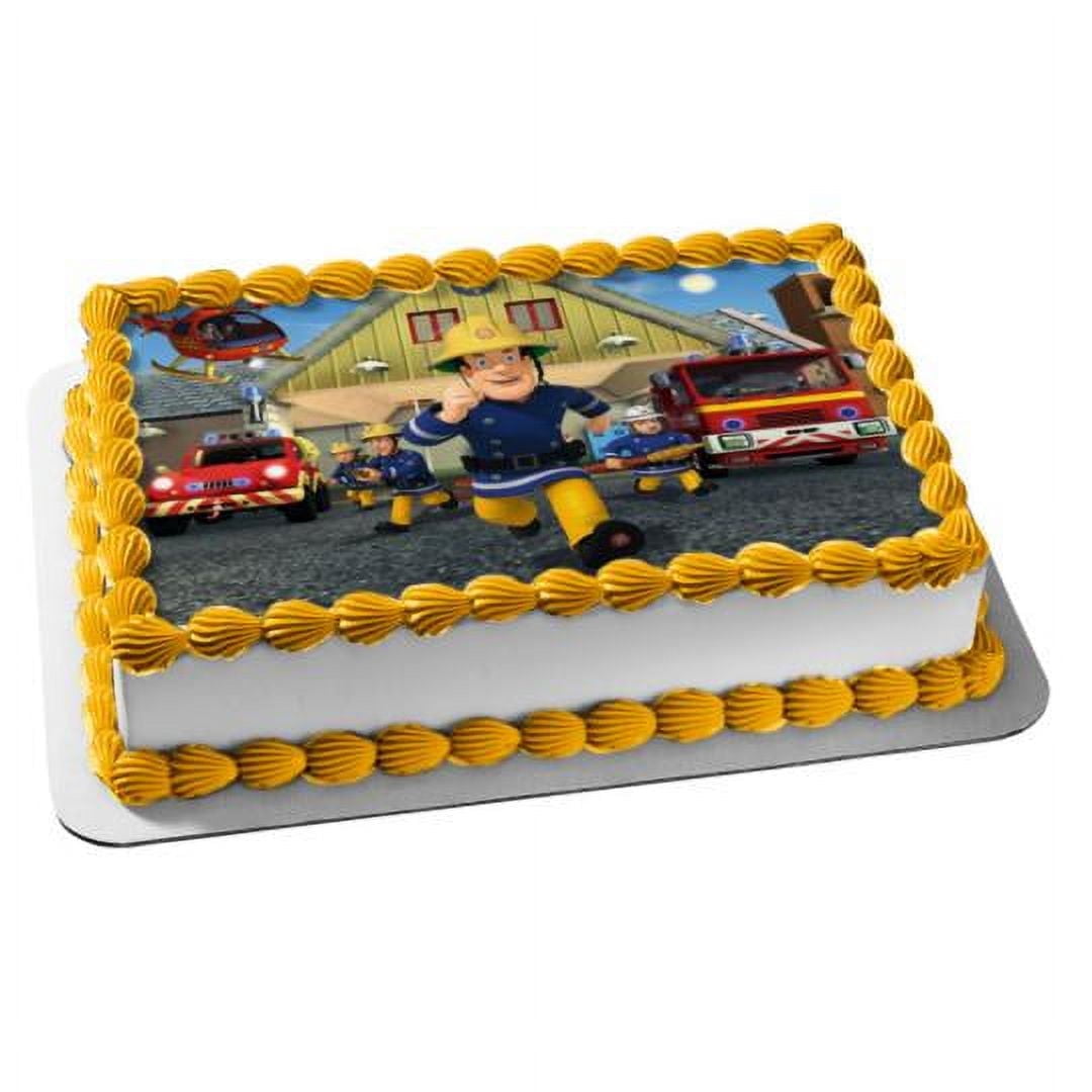 Fireman Sam Edible Cake Topper, Fire Truck Design, Customizable Icing ...