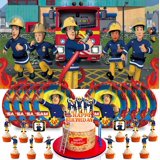 Fireman Sam Party Supplies Birthday Decorations Plates Banner Kids Cake ...