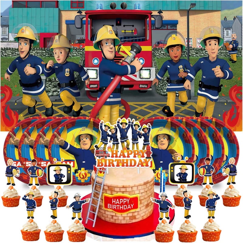Fireman Sam Party Supplies Decor Movie Decorations Banner Plates ...