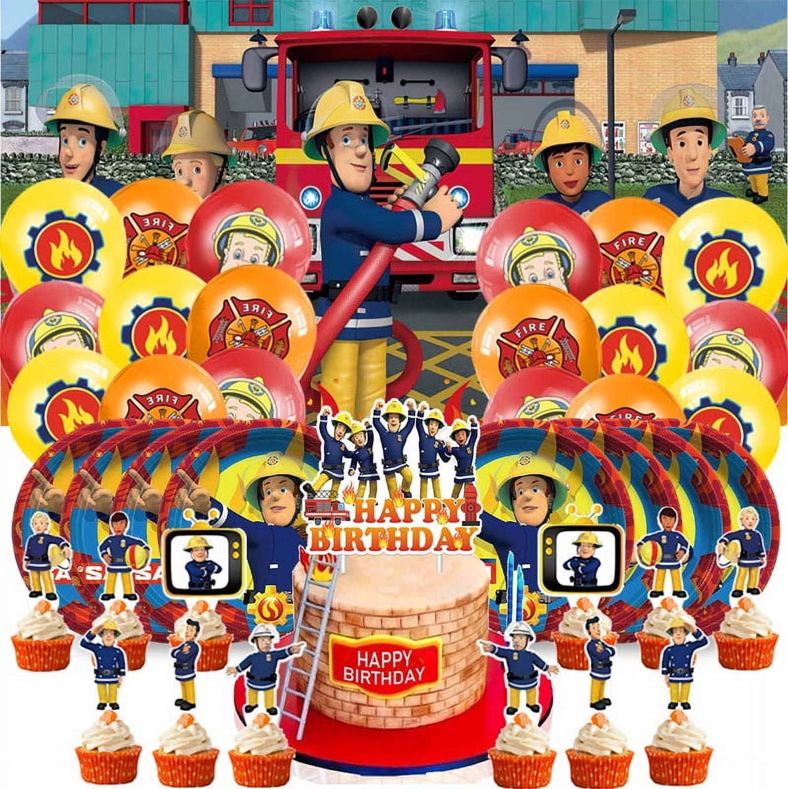Fireman Sam Party Supplies Set Balloons Paper Plates Tableware ...