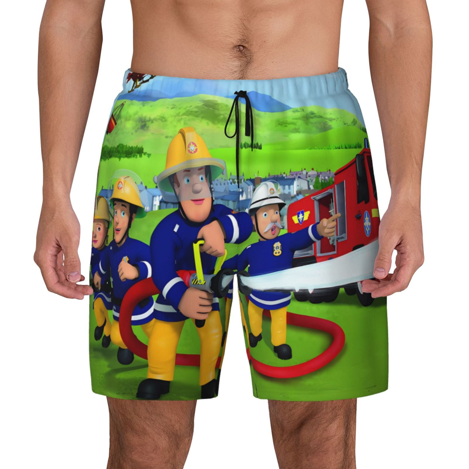 Fireman Sam Swim Trunks Mens Men Bathing Suit Lined Board Shorts ...