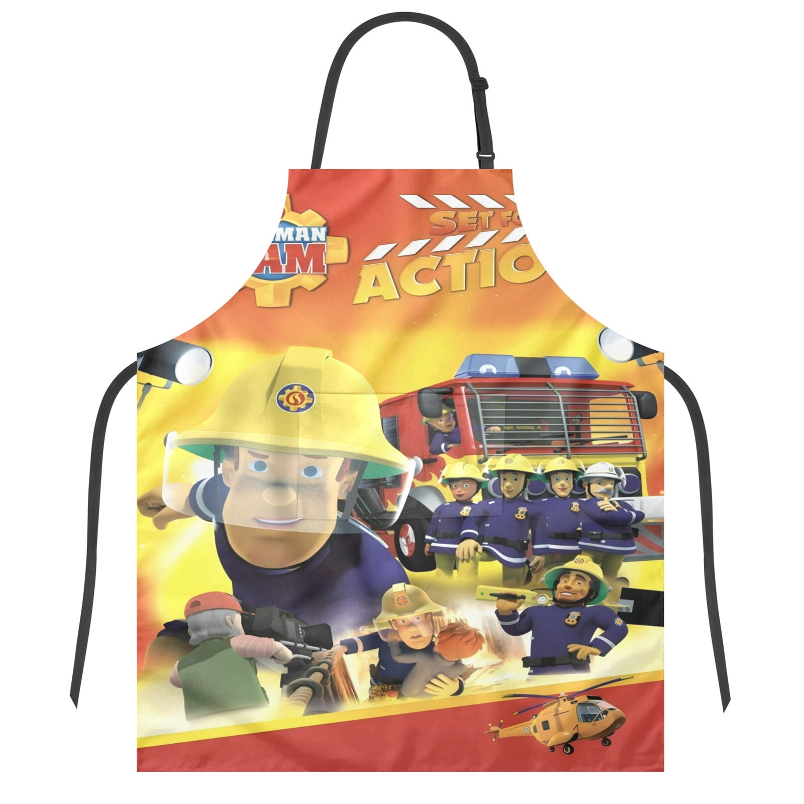 Fireman Sam apron has an iconic print, is durable and adjustable, with ...