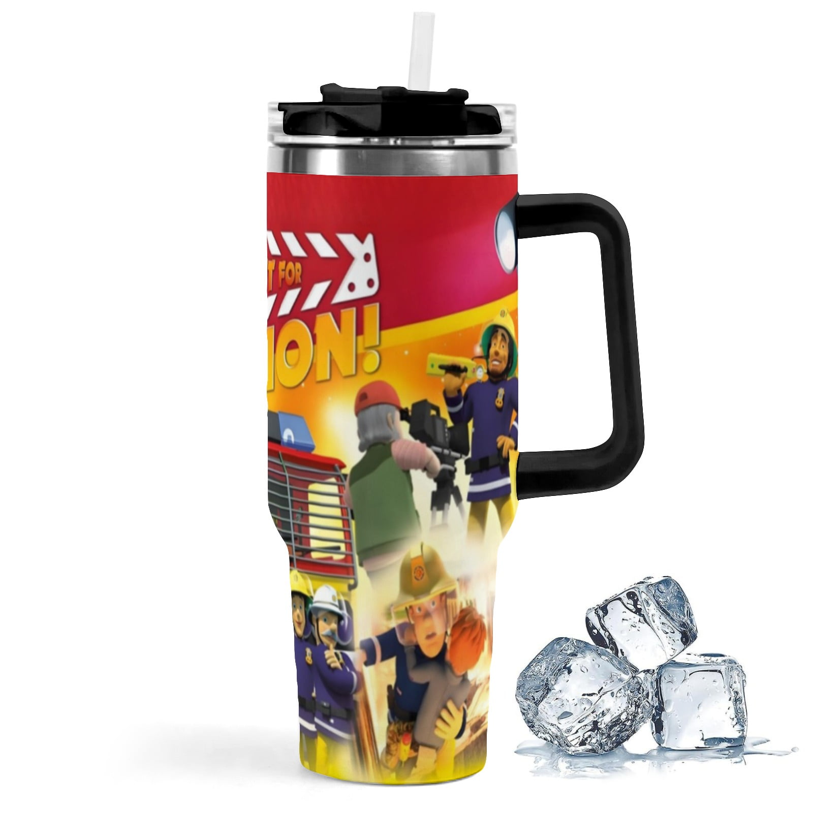 Fireman Sam-theme Insulated Stainless Steel Tumbler with Handle Gifts ...