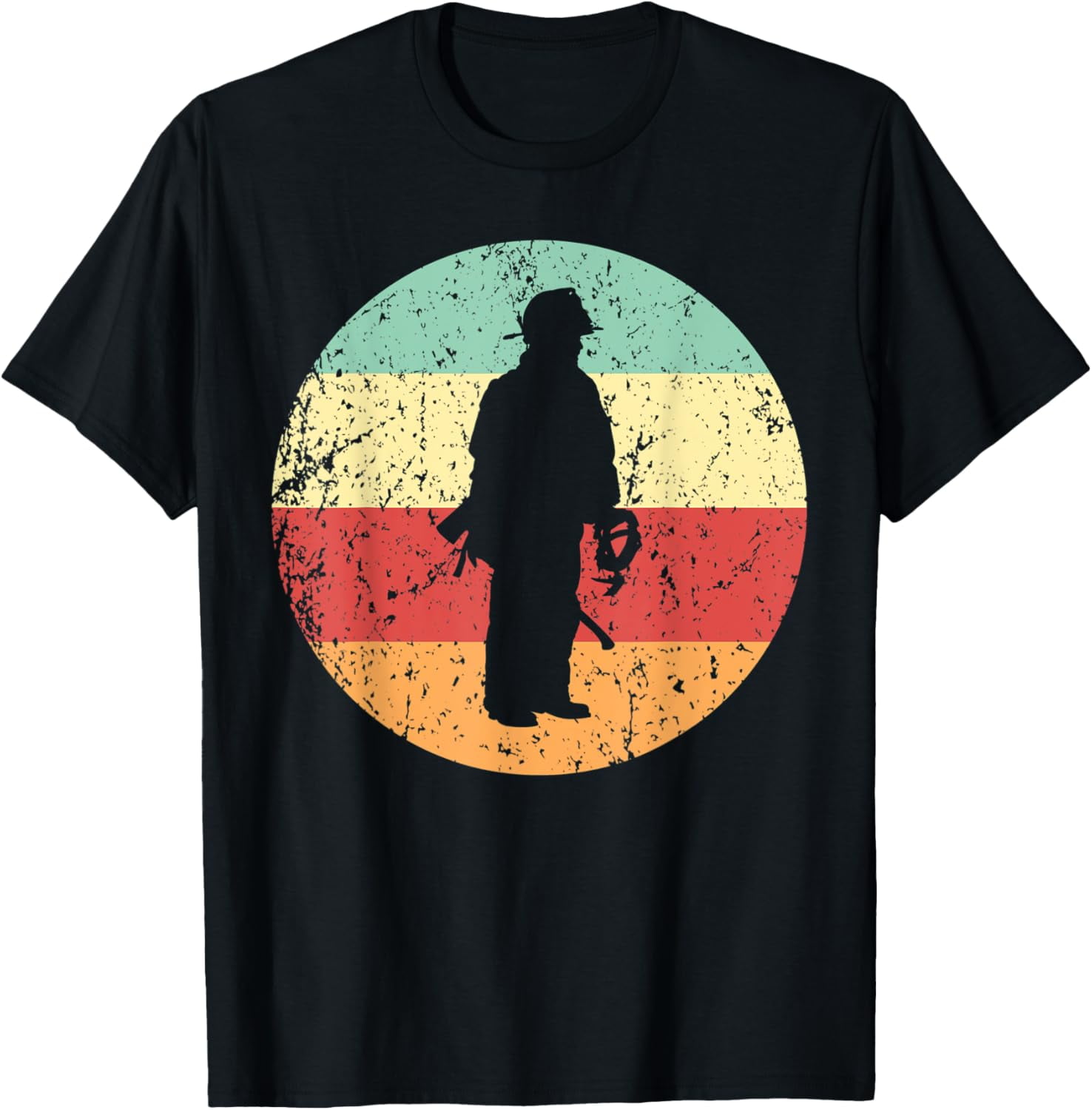 Fireman Style Firefighter Cool Retro 1970's Style Circle T-Shirt ...