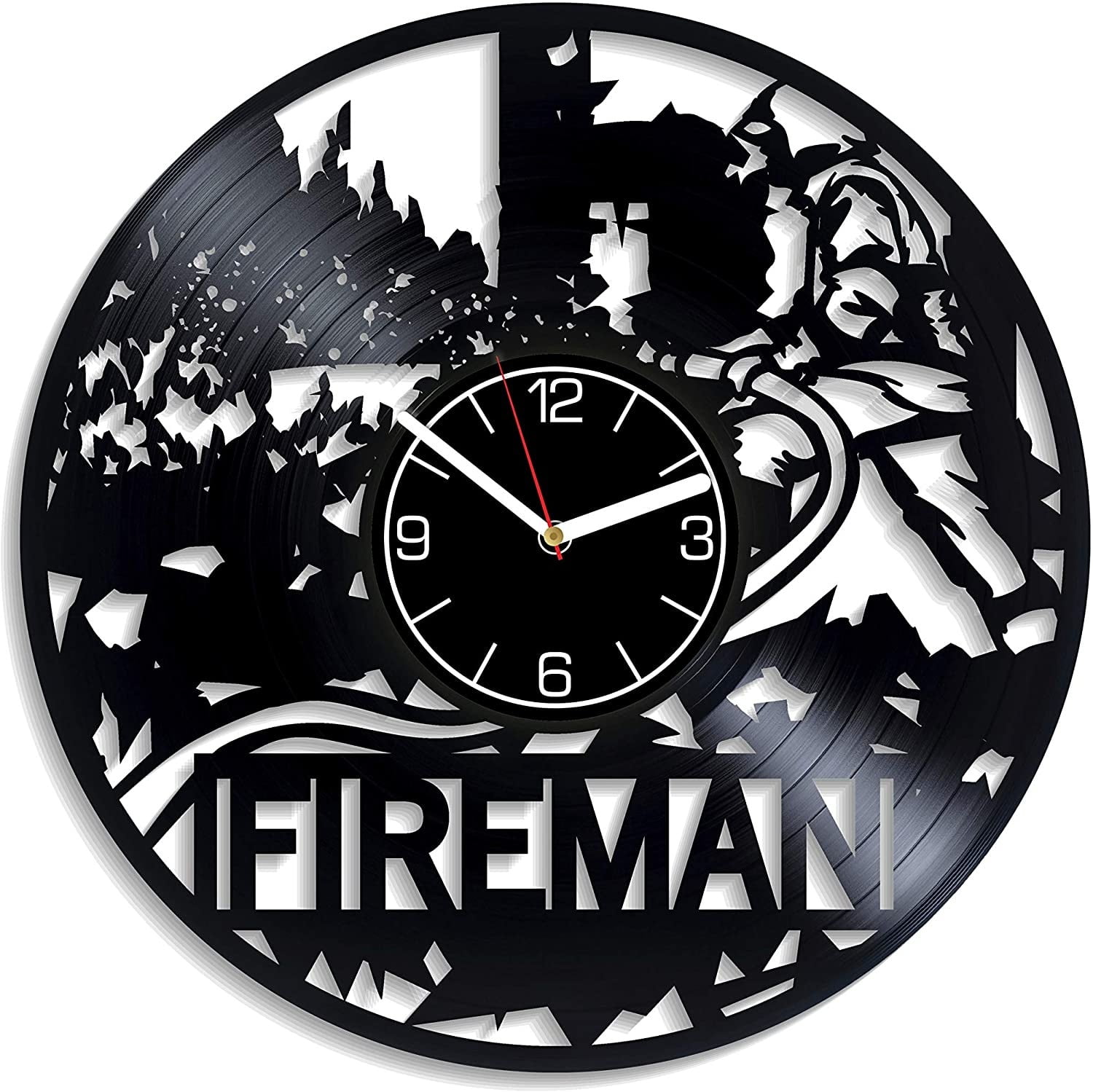 Fireman Vinyl Record Wall Clock Fireman Wall Clock Modern Fireman Gift ...