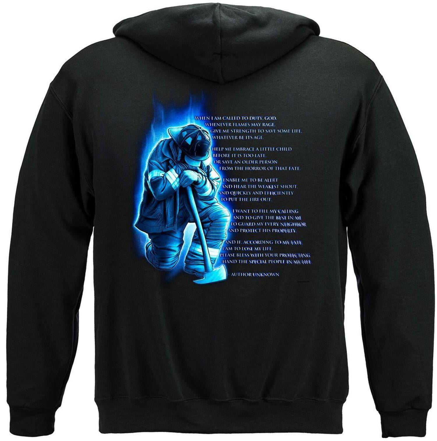 Fireman's Prayer Firefighter 8oz 50/50 Black Hooded Sweat Shirt XXX ...