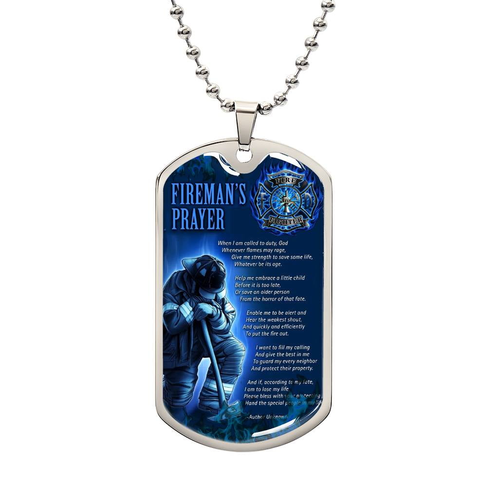 Fireman's Prayer Pendant With Military Ball Chain - Graphic Military ...