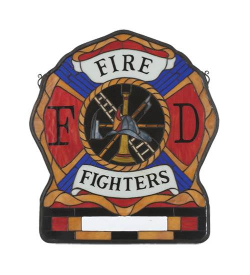 Fireman's Shield Stained Glass Window in Ruby Finish - Walmart.com