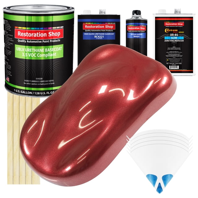 Firemist Red Metallic Low VOC SLOW Paint 1 Gal Kit URETHANE BASECOAT ...