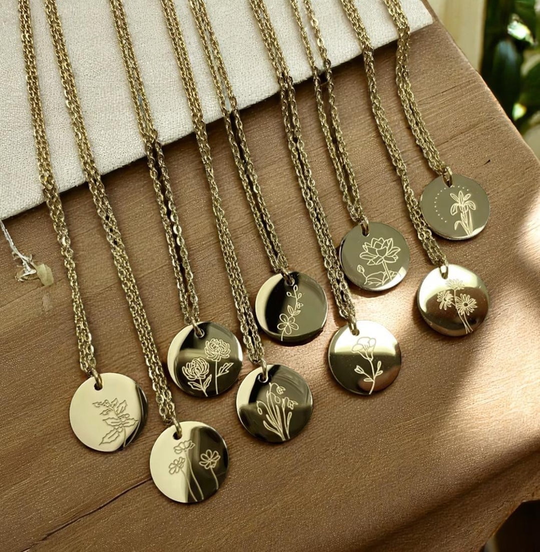 Firena Birth Flower Birth Month Necklace Stainless Steel 18 Inches ...
