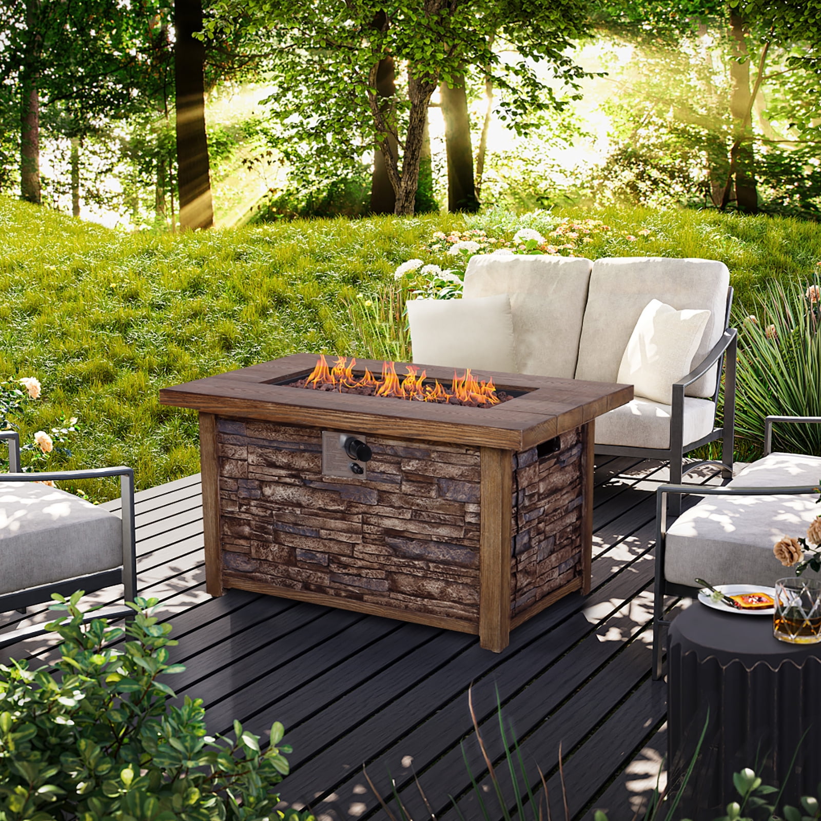 Firepits All TerraFab Internal Gas Tank For Outdoor Use Round - Walmart.com
