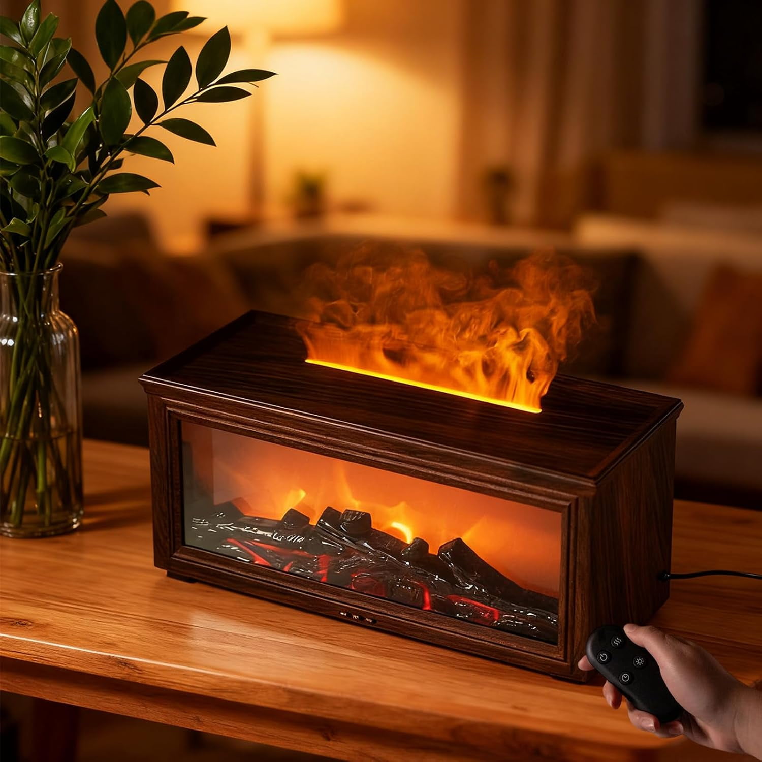 Fireplace Aroma Diffuser, Flame Fireplace Oil Diffuser Humidifier with ...