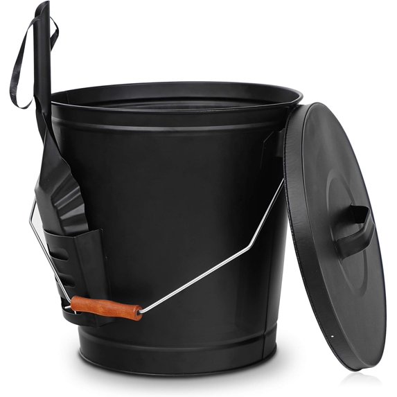Fireplace Ash Bucket with Shovel and Lid, Large Size 5 Gallon Coal ...