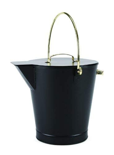 Fireplace Ash Can Bucket Pail, Black with Polished Brass - Walmart.com