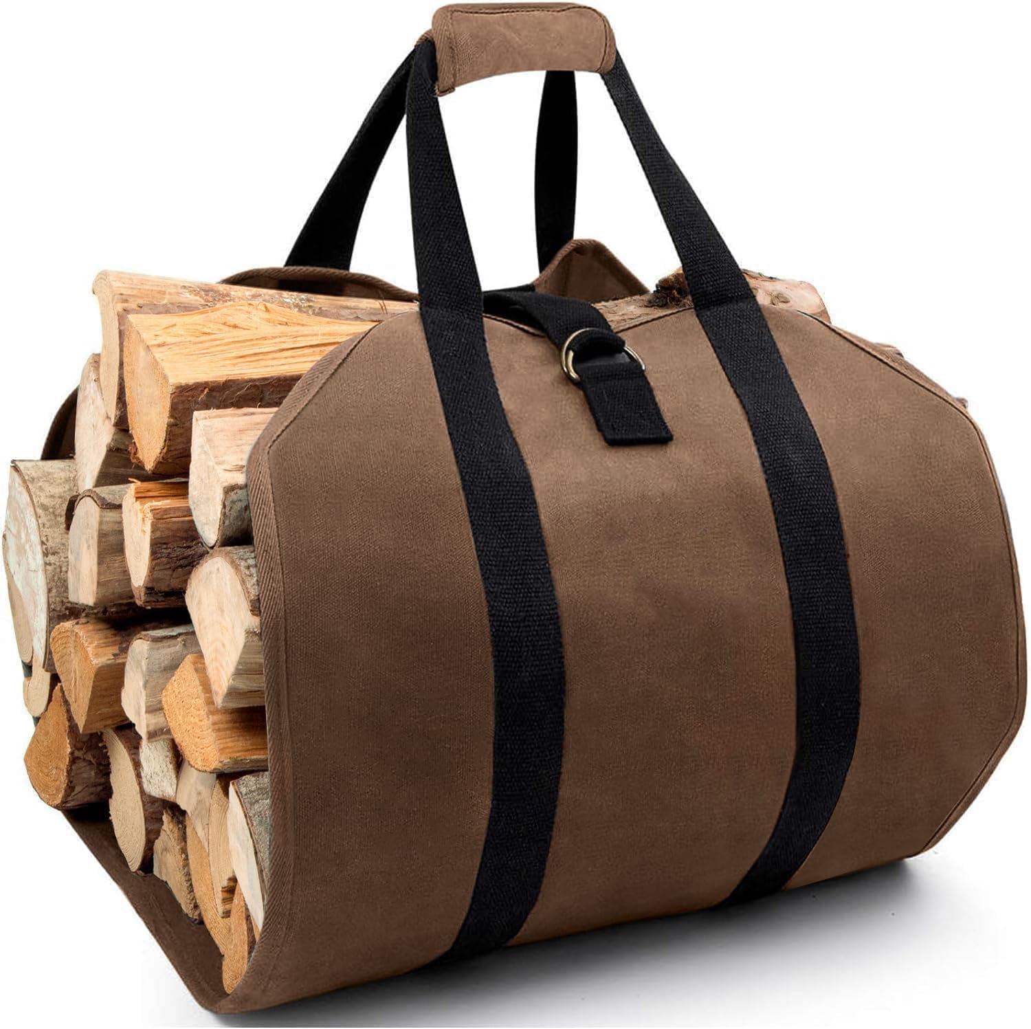 Fireplace Carrier Waxed Canvas Fire Place Sturdy Wood Carring Bag with ...