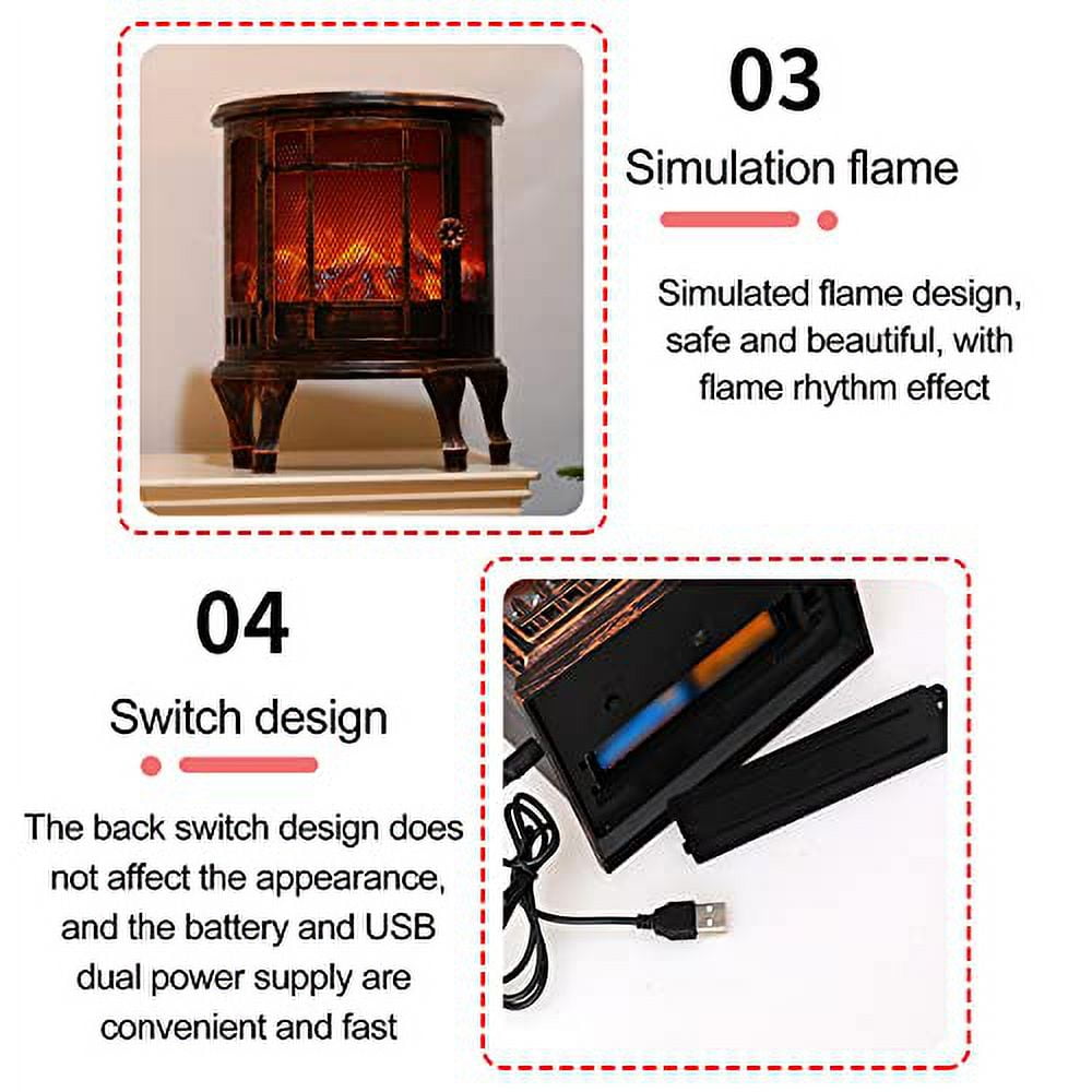 Fireplace Charcoal Fire Lantern Brazier Decoration, USB Standing ...