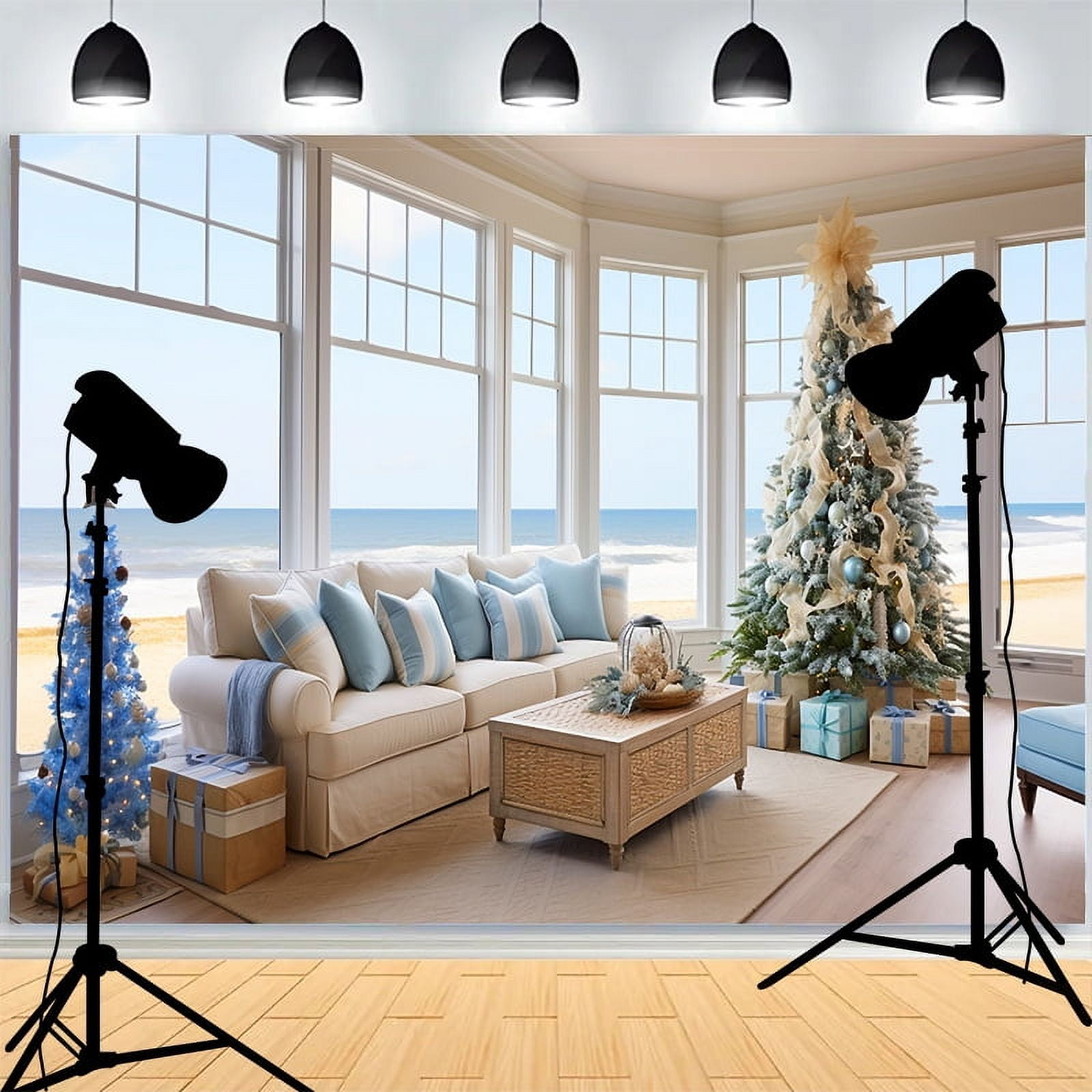 Fireplace Christmas Day Wreach Window Photography Backdrops New Year ...