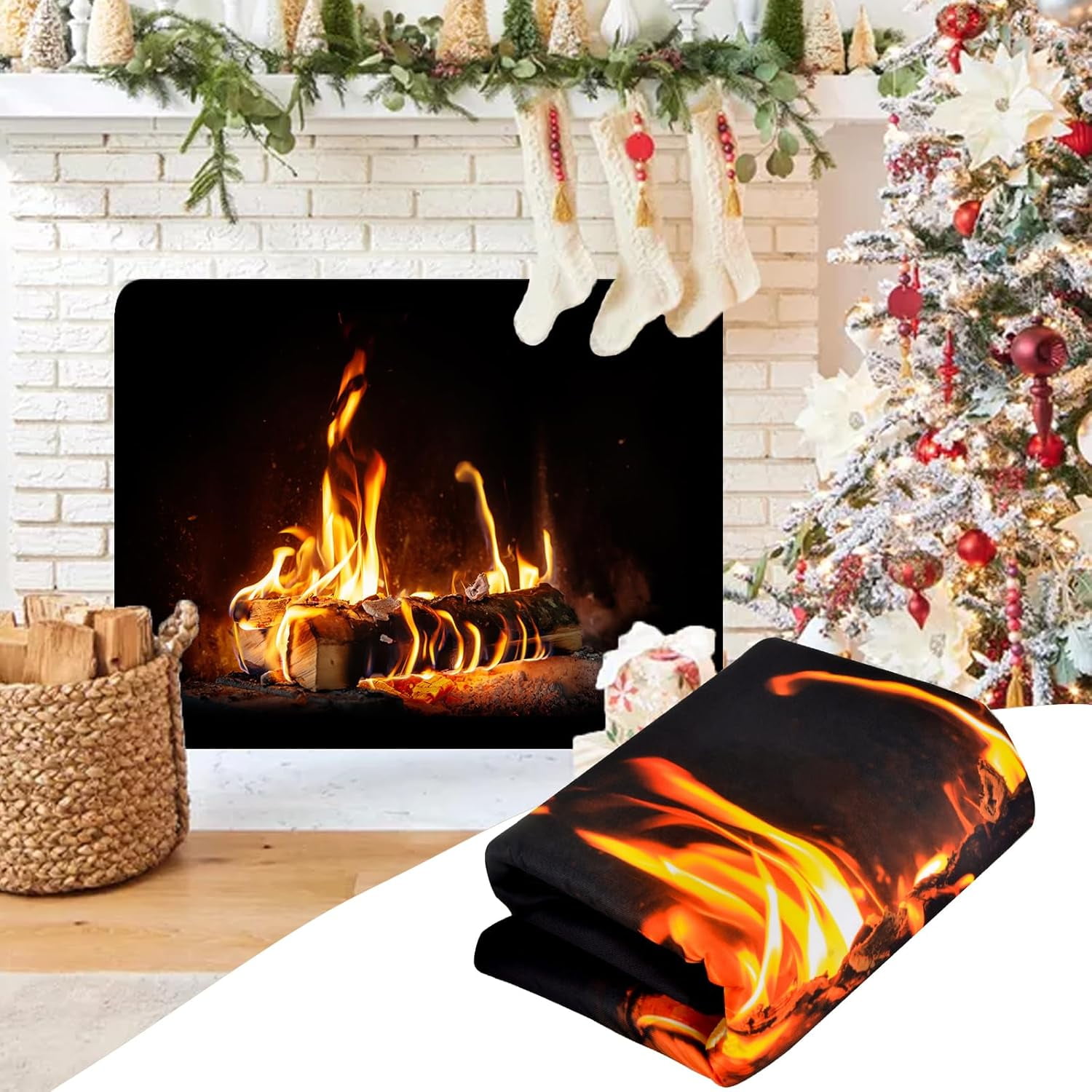 Fireplace Cover, Fireplace Insulation Draft Blocker, Fireproof Magnetic ...